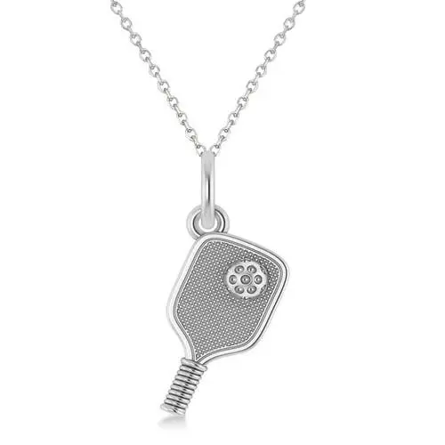 ALLUREZ 14k Pickleball Paddle Pendant Necklace - White Gold