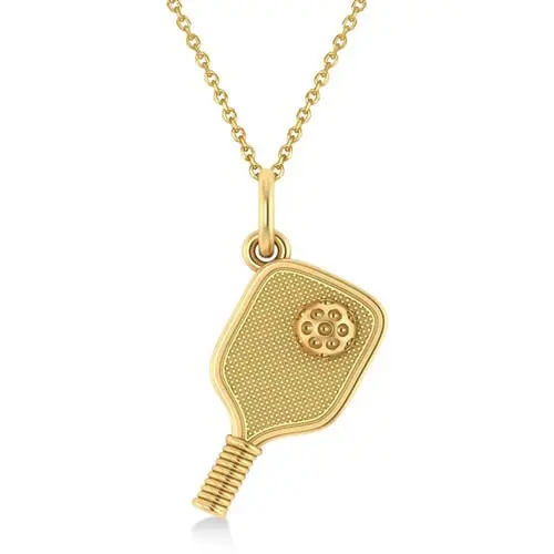 ALLUREZ 14k Pickleball Paddle Pendant Necklace - Yellow Gold