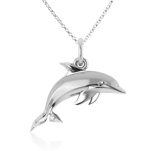 ALLUREZ Dolphin Pendant Necklace In 14k - White Gold