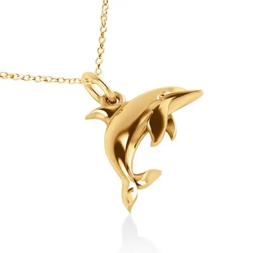 ALLUREZ Dolphin Pendant Necklace In 14k - Yellow Gold