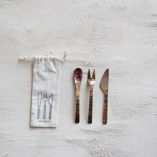 STORIED HOME 3-piece Hand-forged Copper Appetizer Set