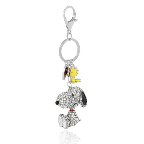 PEANUTS Snoopy Crystal Cluster Pavé Bag Charm Keychain - Clear Crystal