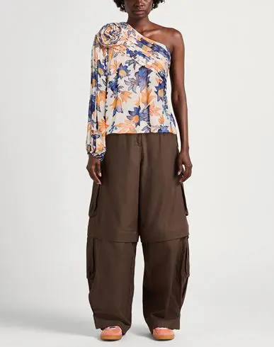 Farm Rio Floral-print One-shoulder Top - Blue