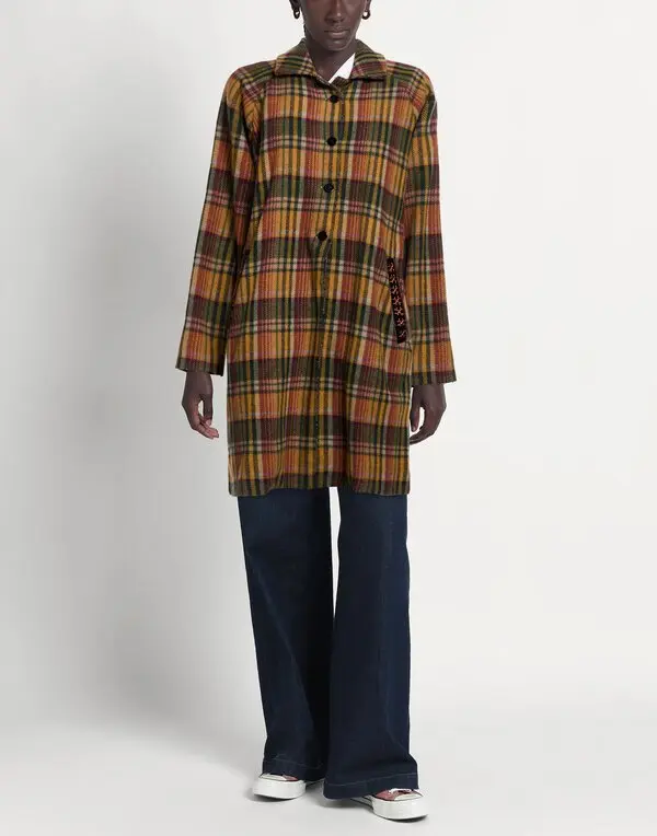 ALESSIA SANTI Wool Tartan Coat With Velvet Trims