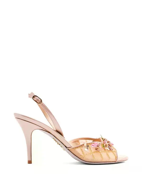 Rene Caovilla Floral-embellished Slingback Sandals