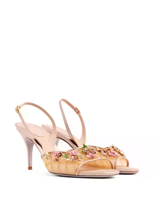Rene Caovilla Floral-embellished Slingback Sandals