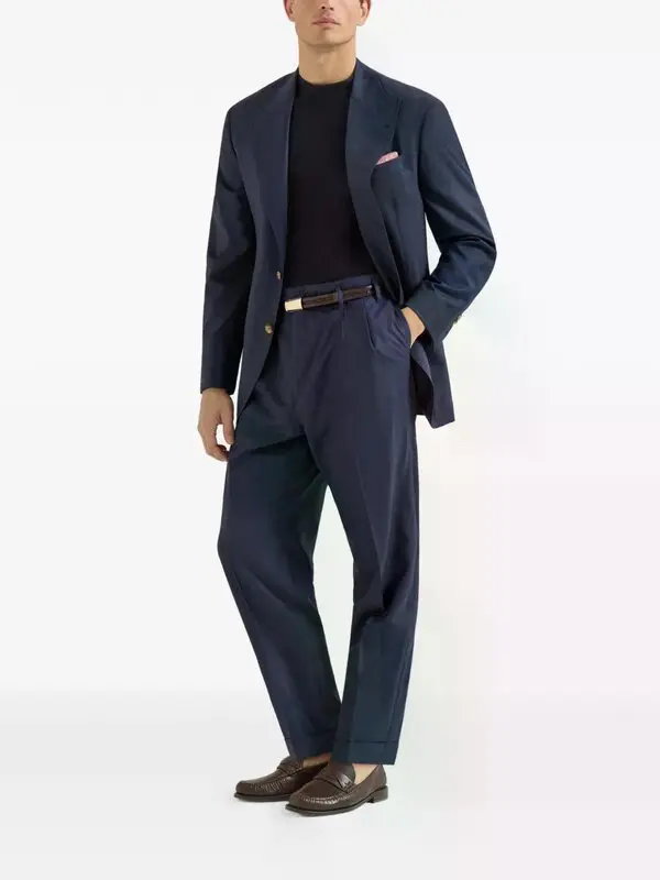 Brunello Cucinelli Virgin Wool Chevron Trousers - Blue