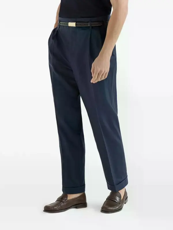 Brunello Cucinelli Virgin Wool Chevron Trousers - Blue