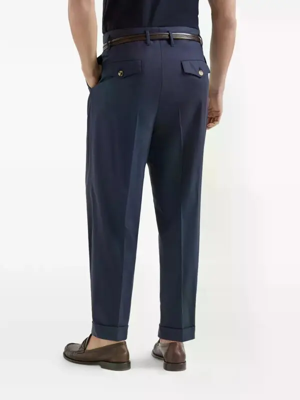 Brunello Cucinelli Virgin Wool Chevron Trousers - Blue