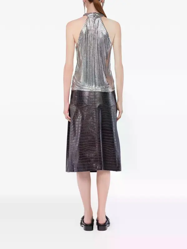 Rabanne Crocodile-effect Leather Midi Skirt