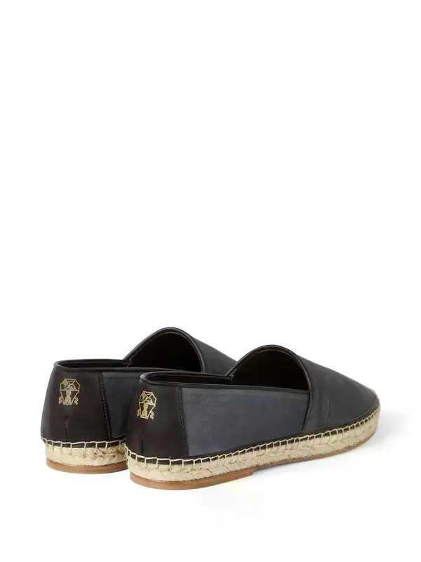 Brunello Cucinelli Grained-calfskin Espadrilles With Piping - Blue