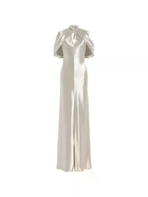 Alberta Ferretti Crossed-collar Floor-length Dress - White