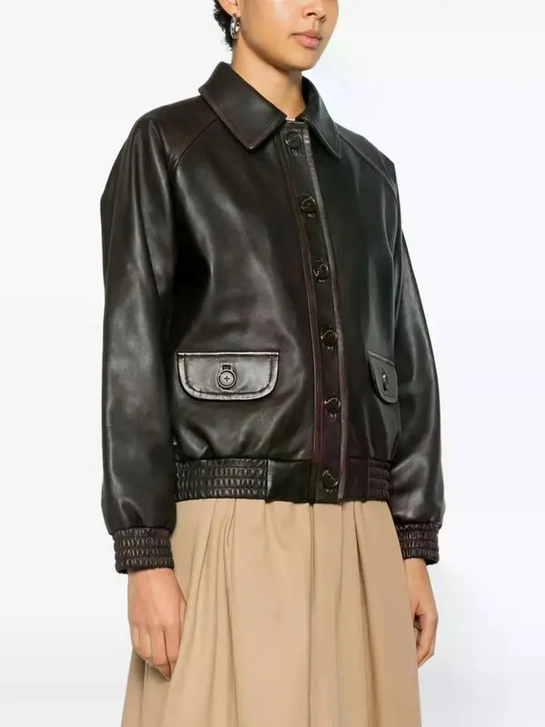 Maje Lambskin Leather Buttoned Jacket
