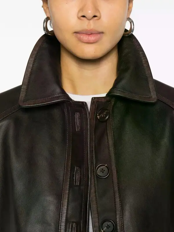 Maje Lambskin Leather Buttoned Jacket