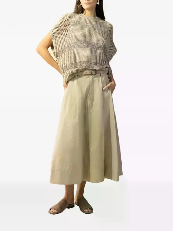 Brunello Cucinelli Stripe-pattern Crew-neck Top - Neutrals