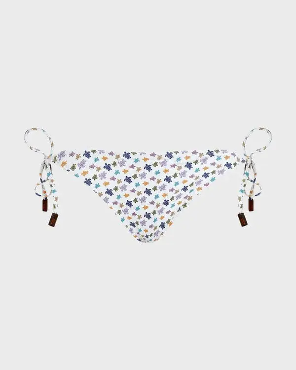 Vilebrequin Micro Ronde Des Tortues Side Tie Bikini Bottom - White