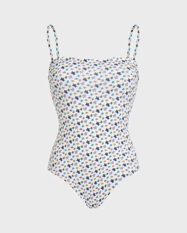 Vilebrequin Bustier Printed One-piece Swimsuit - White