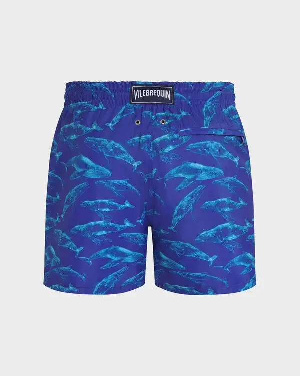 Vilebrequin Ultralight And Packable Sparkling Whales Swim Trunks - Blue