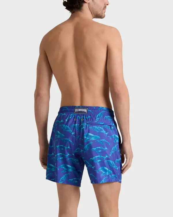Vilebrequin Ultralight And Packable Sparkling Whales Swim Trunks - Blue
