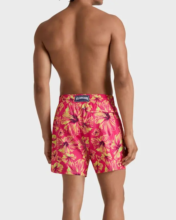 Vilebrequin Ultralight Packable Macro Hibiscus Swim Trunks - Pink
