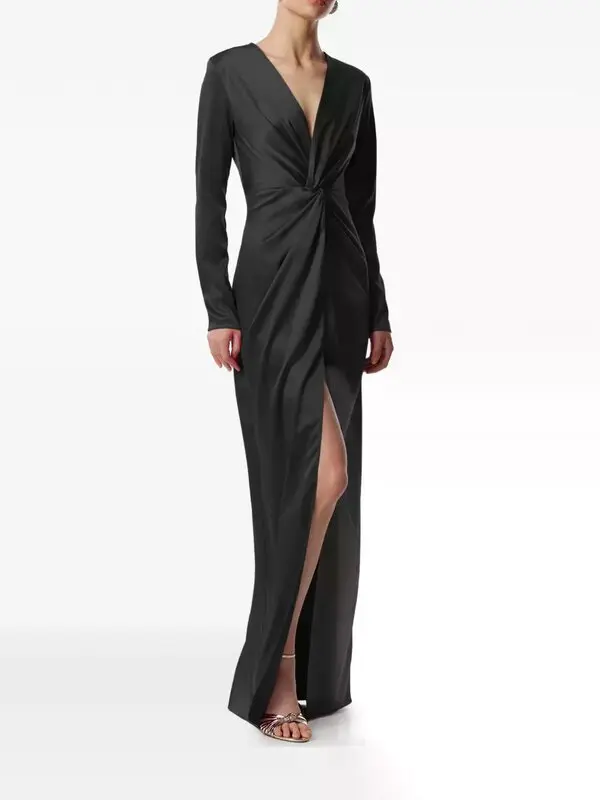 FRAMBOISE V-neck Long Sleeve Split Dress