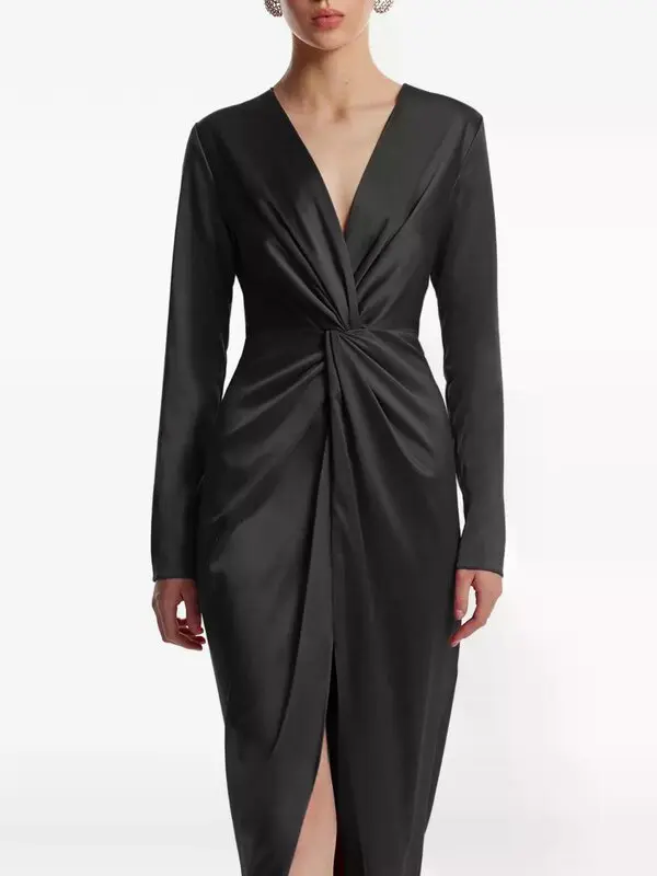 FRAMBOISE V-neck Long Sleeve Split Dress