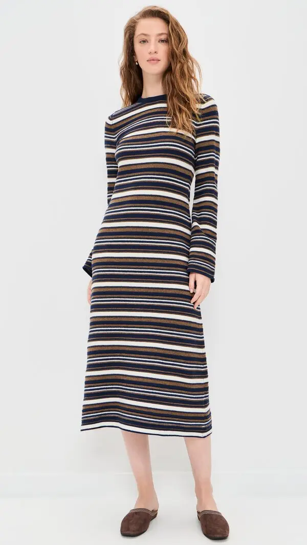 madewell knit dress Crew Neck Sweater In Blue Stripe - 30% Off YGroup_14712122245485