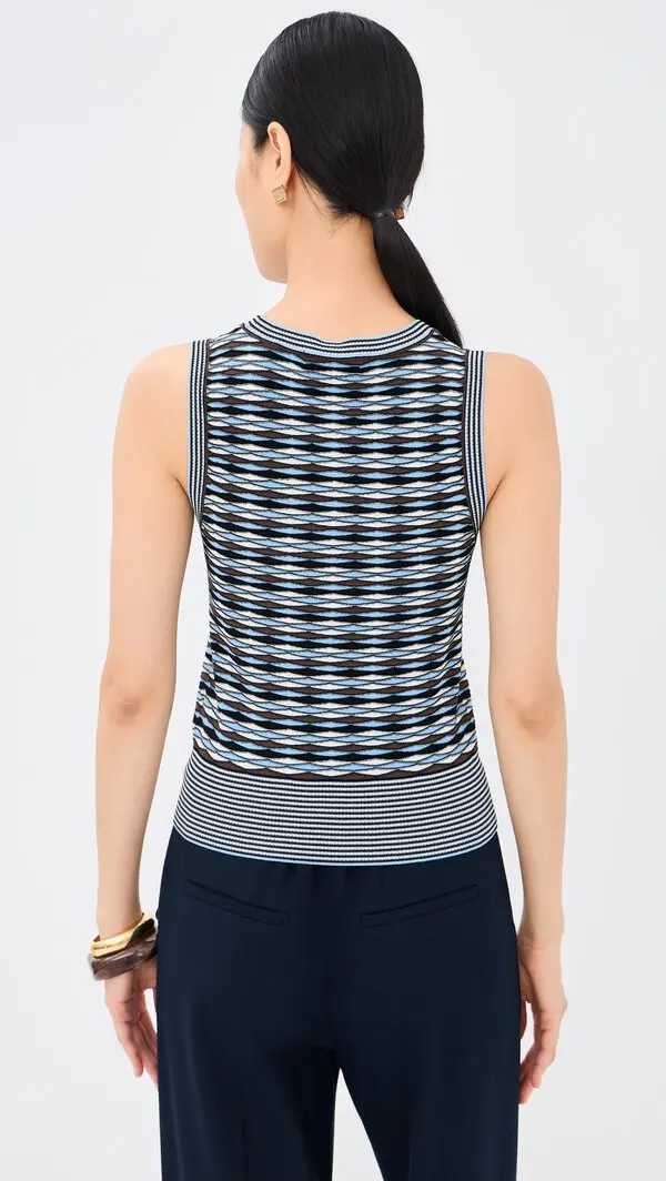 Veronica Beard Jerrel Cropped Knit Tank - Blue Jay Multi