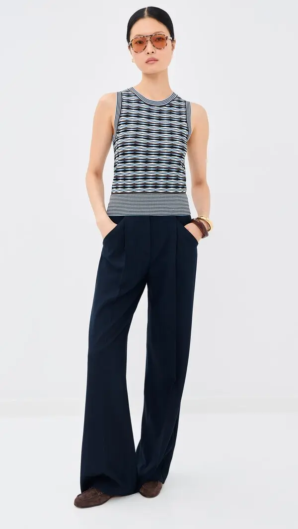 Veronica Beard Jerrel Cropped Knit Tank - Blue Jay Multi