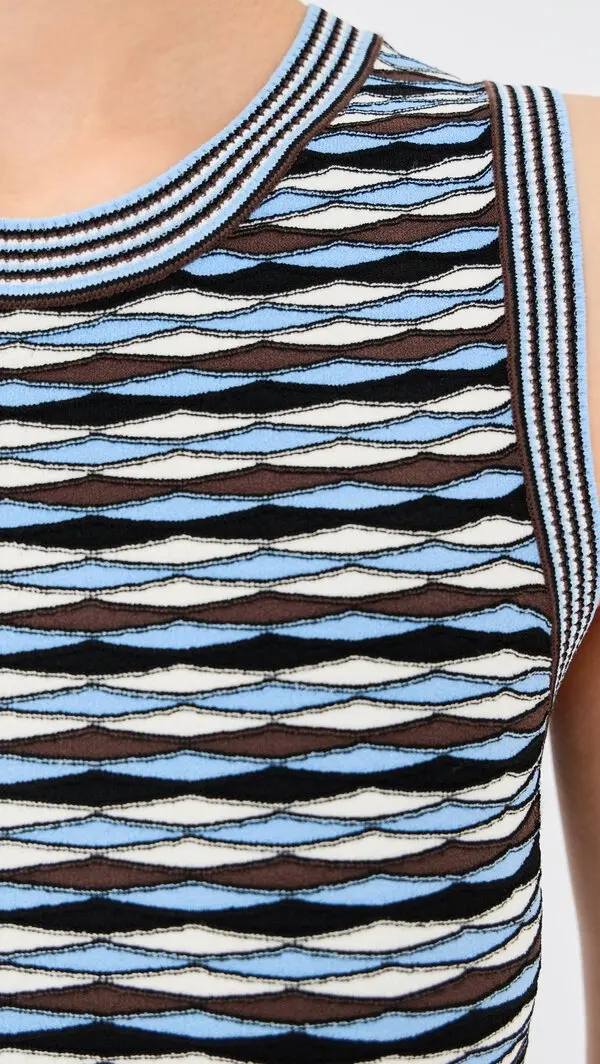 Veronica Beard Jerrel Cropped Knit Tank - Blue Jay Multi