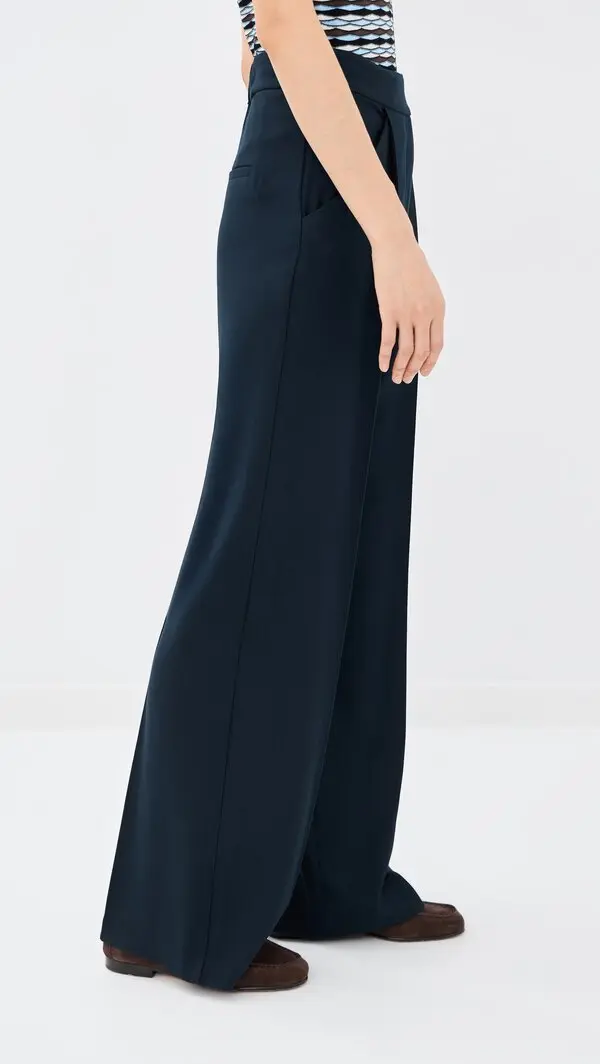Veronica Beard Marbeau Wide Leg Pants - Navy