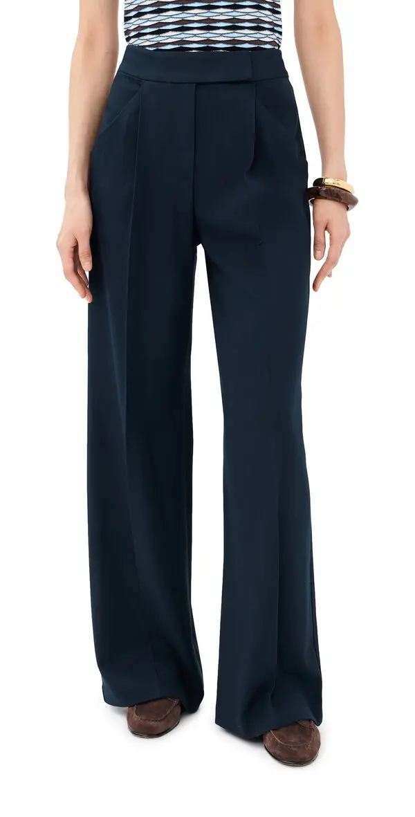 Veronica Beard Marbeau Wide Leg Pants - Navy