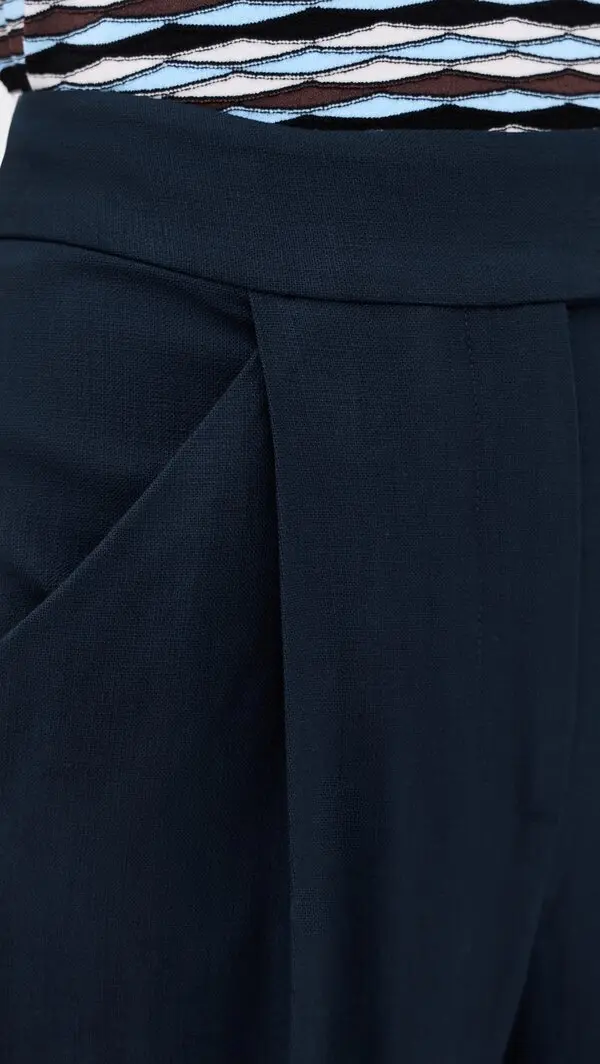 Veronica Beard Marbeau Wide Leg Pants - Navy