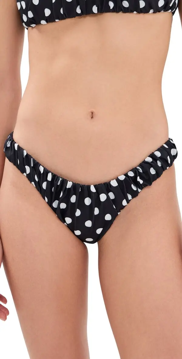 Caroline Constas Dorit Bikini Bottom - Black Ivory Polka Dot