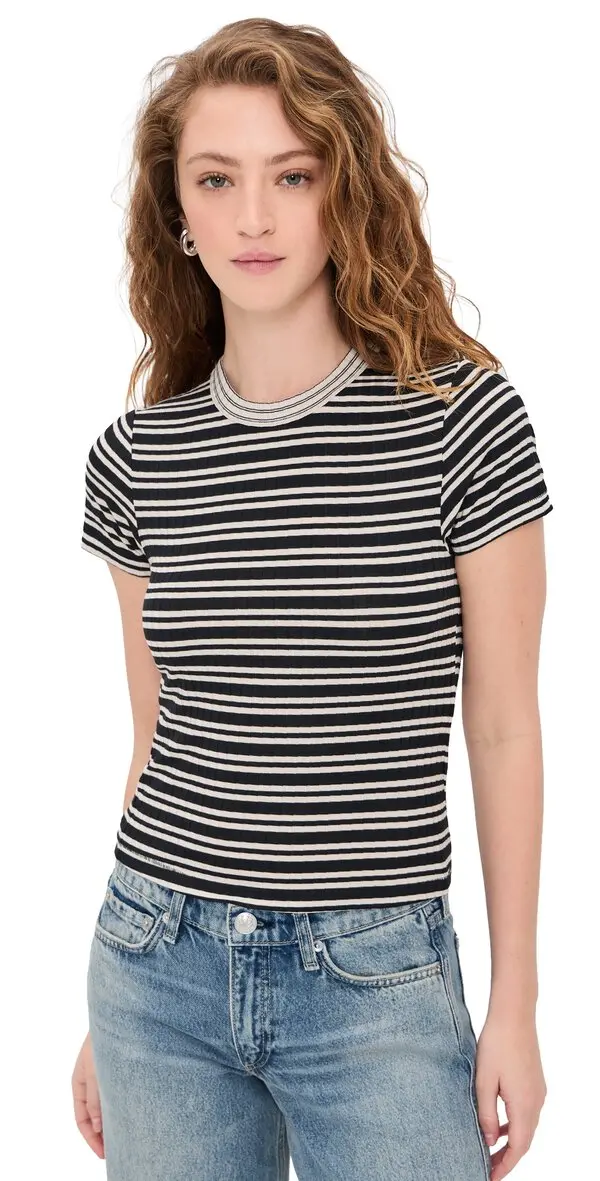 Rag & Bone Luca Stripe Contrast Tee - Ivblkm