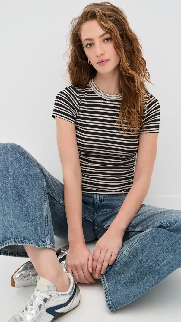 Rag & Bone Luca Stripe Contrast Tee - Ivblkm
