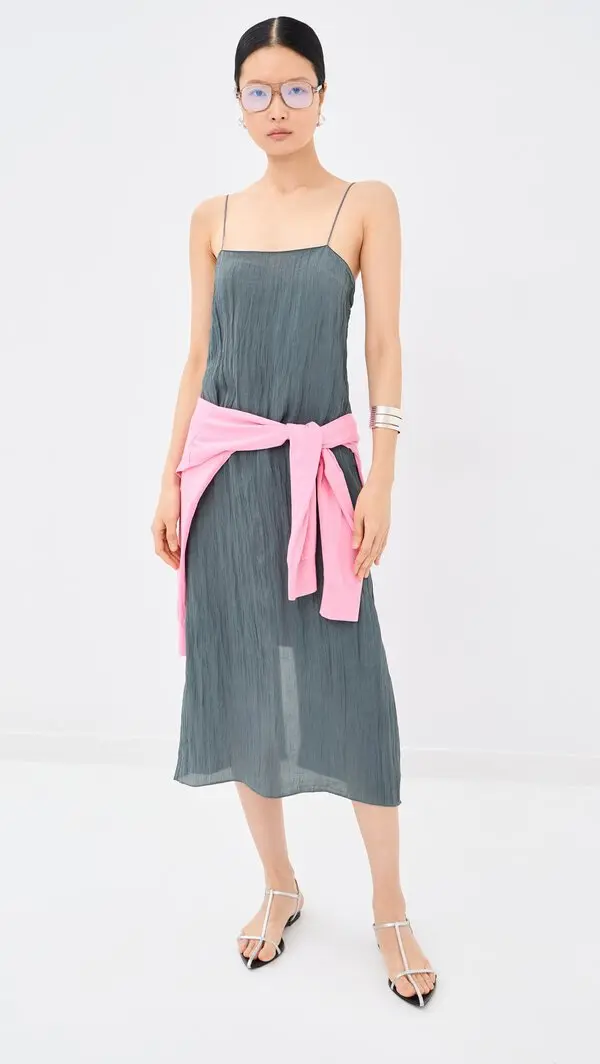 Tibi Crinkle Slip Midi Dress