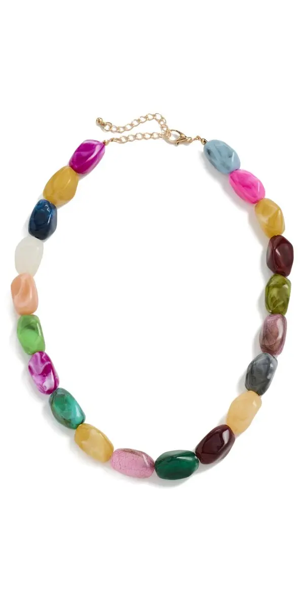 BY ADINA EDEN Gold Plated Chain & Bead Necklace - Multi-color