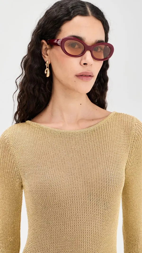 Dries Van Noten Oval Frame Sunglasses - Red