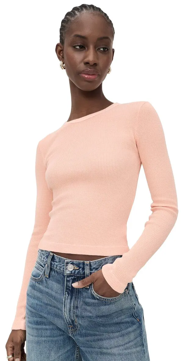 Citizens Of Humanity Pilar Waffle Crewneck Top - Melon Crème