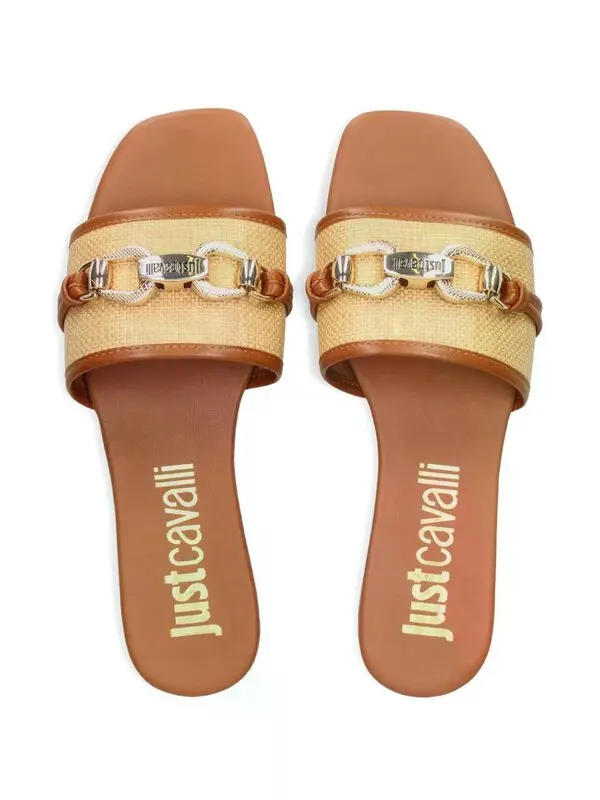 Just Cavalli Chain-embellished Woven Sandals