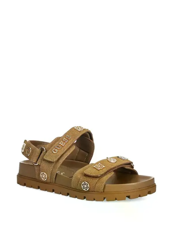 Guess Embellished Strap Flat Sandals - Brown