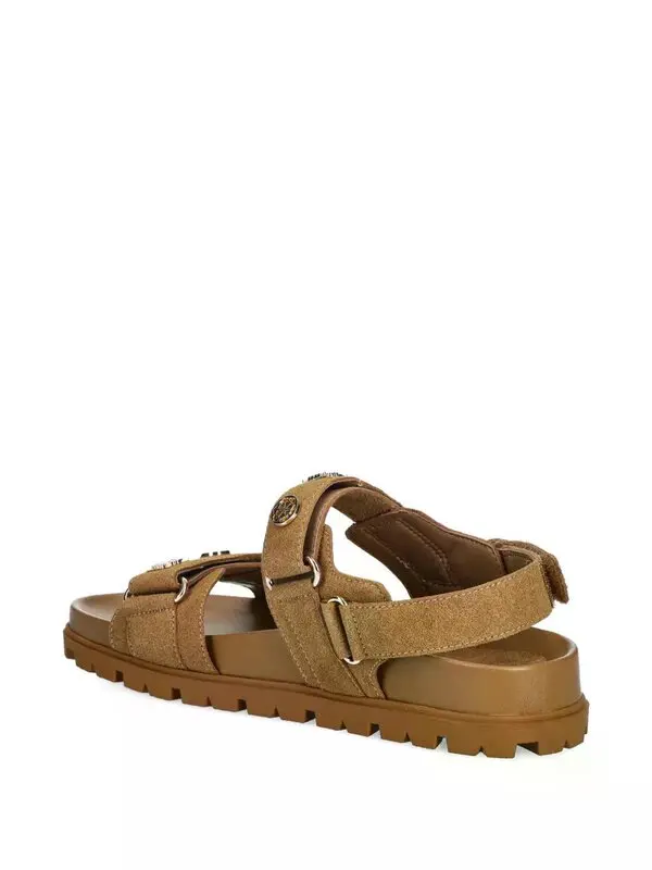 Guess Embellished Strap Flat Sandals - Brown