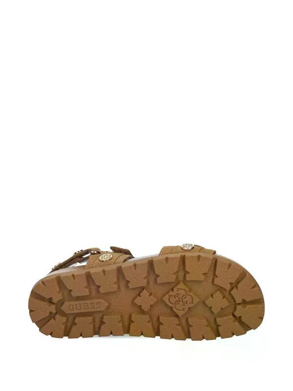 Guess Embellished Strap Flat Sandals - Brown