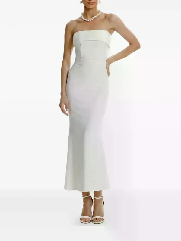 FRAMBOISE Strapless Back Slit Midi Dress