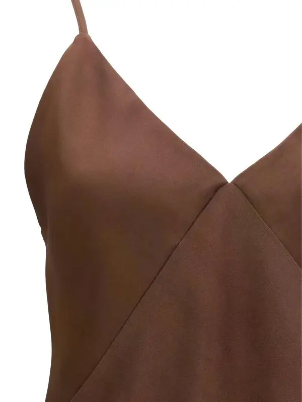 FORTE_FORTE V-neck Slip Tank Top - Brown