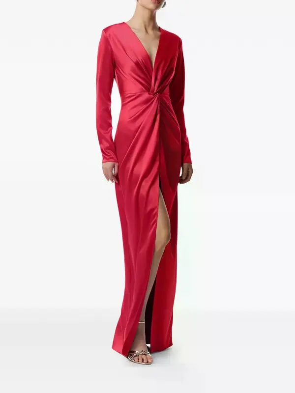 FRAMBOISE Knot V-neck Gown