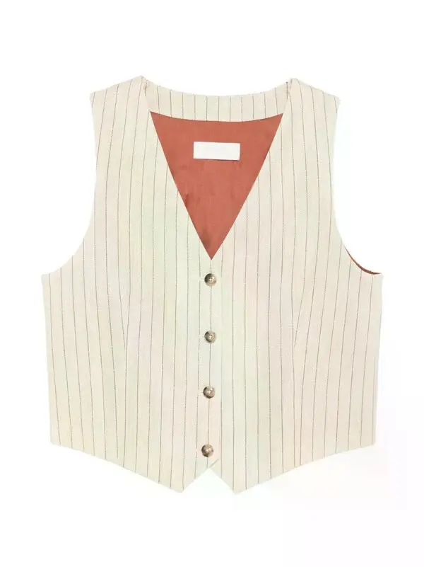 CIRCOLO 1901 Pinstripe Buttoned Waistcoat - Neutrals