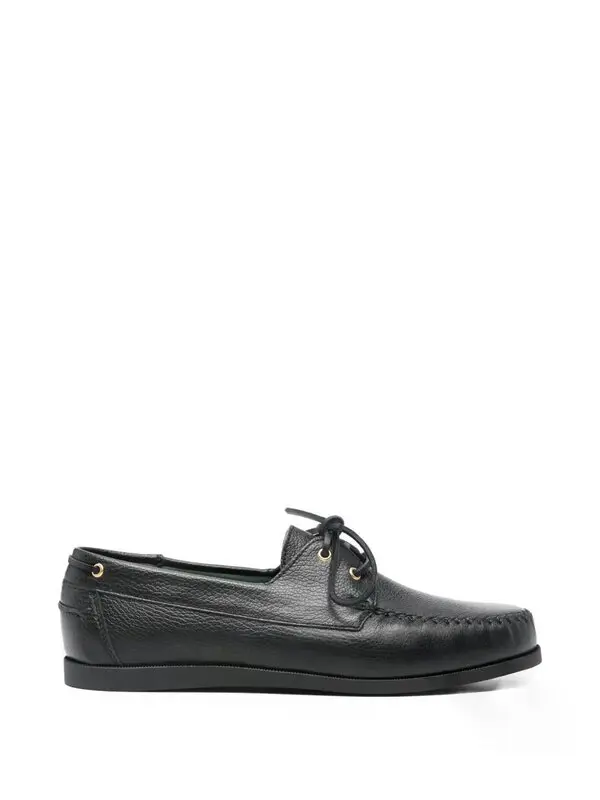 VINNY'S Boatman Lace-up Boat Shoes - Black