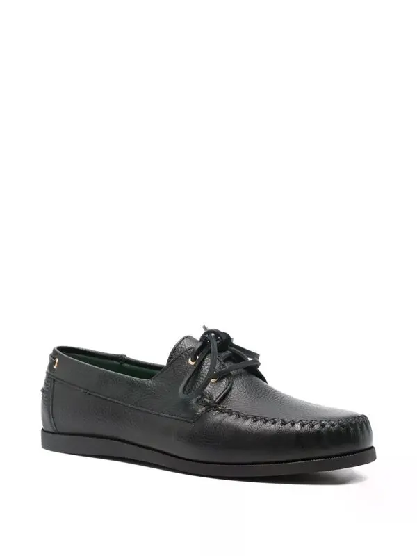 VINNY'S Boatman Lace-up Boat Shoes - Black